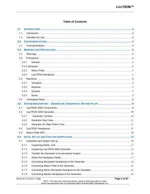 RecovoMed LipoTRON 3000 User Operator Manual - PDF Adobe Acrobat ...