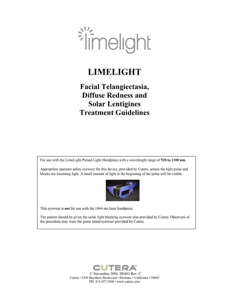 Cutera Limelight User Operator Treatment Guide - PDF Adobe Acrobat Digital Download for Clinics ...