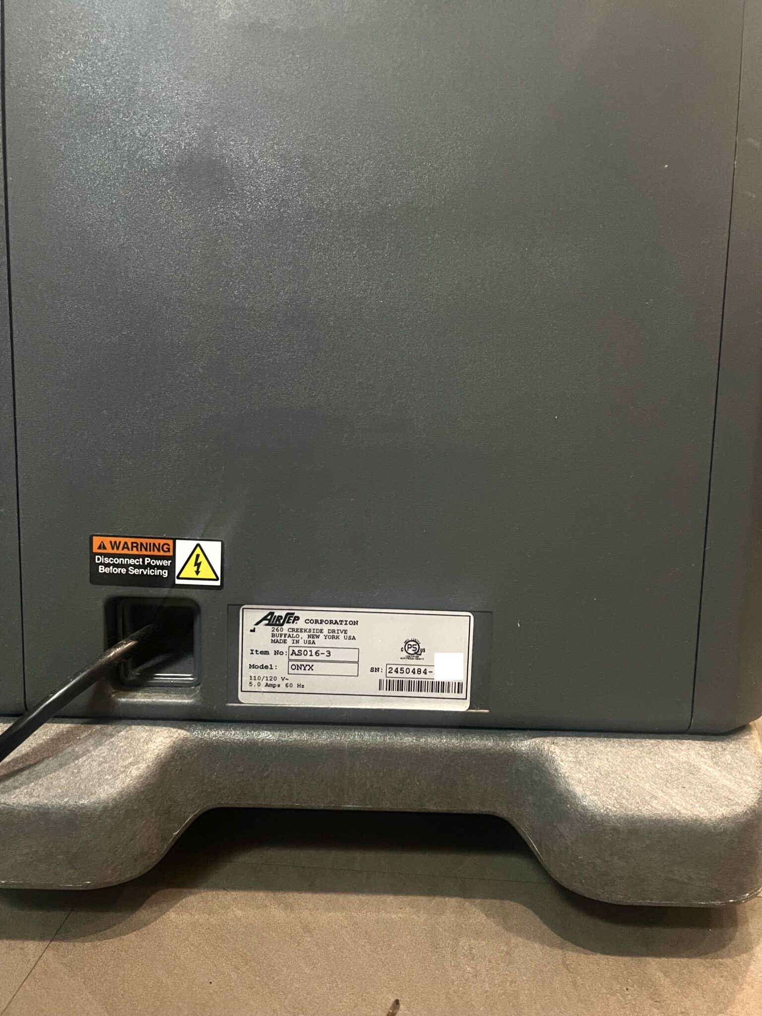 2012 AirSep Onyx AS016-3 Oxygen Generator System - For Aesthetic Use ...