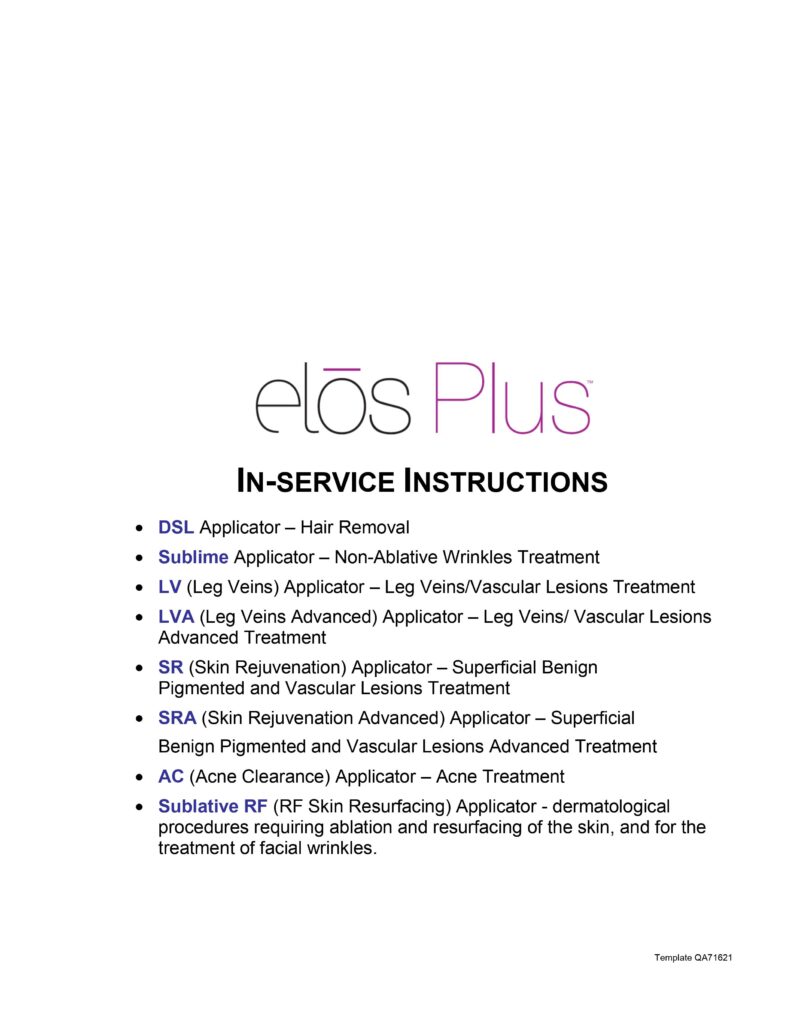 Syneron Candela Elos Plus User Operator Manual and Service Instruction ...