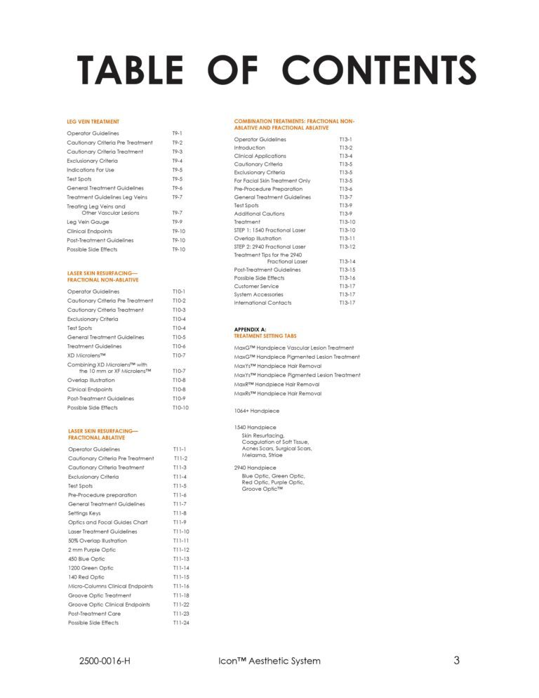 Cynosure Palomar Icon User Operator Manual & Treatment Guide - PDF ...