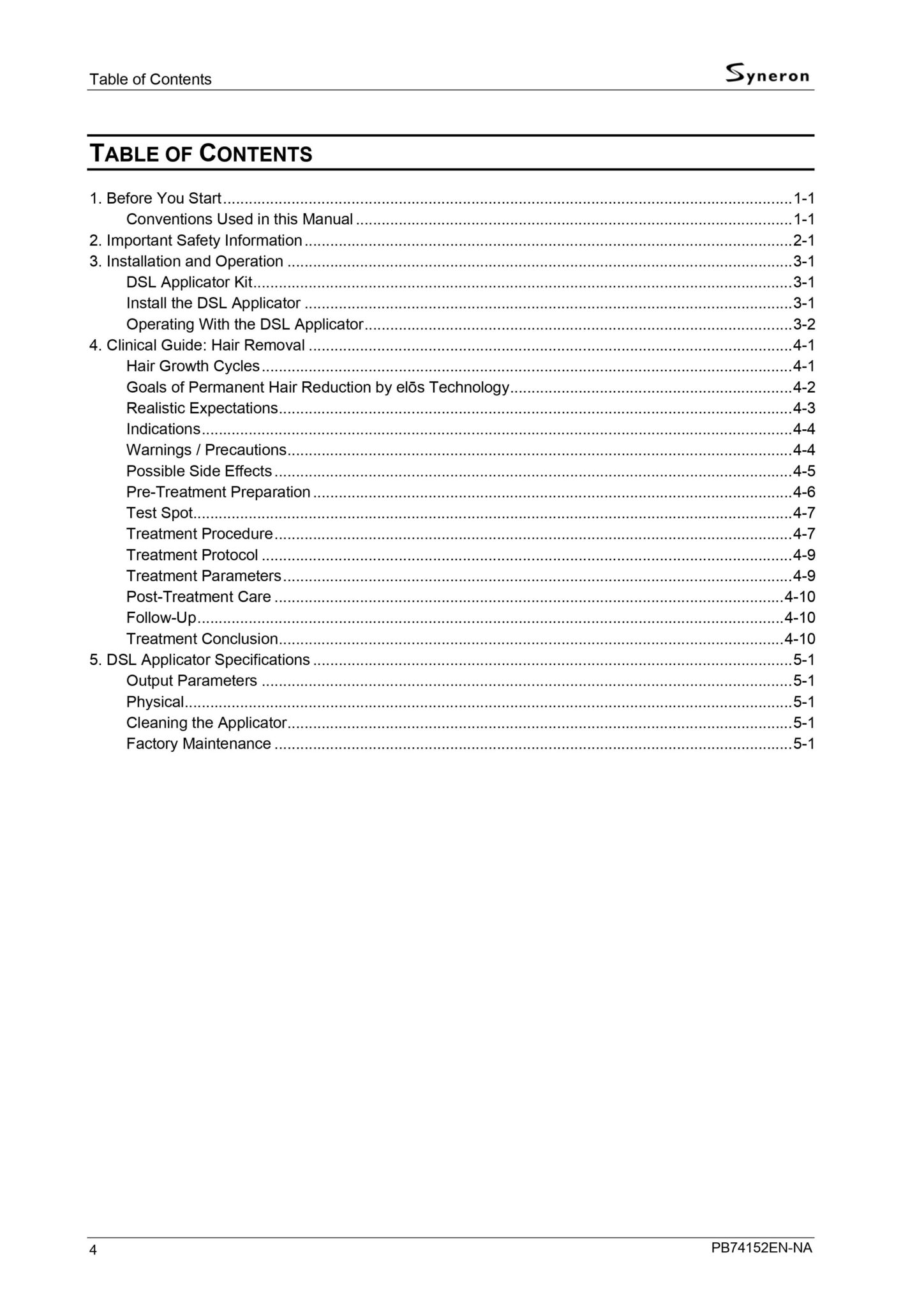 Syneron Elos Plus DSL Applicator User Operator Manual - PDF Adobe Acrobat Digital Download for ...