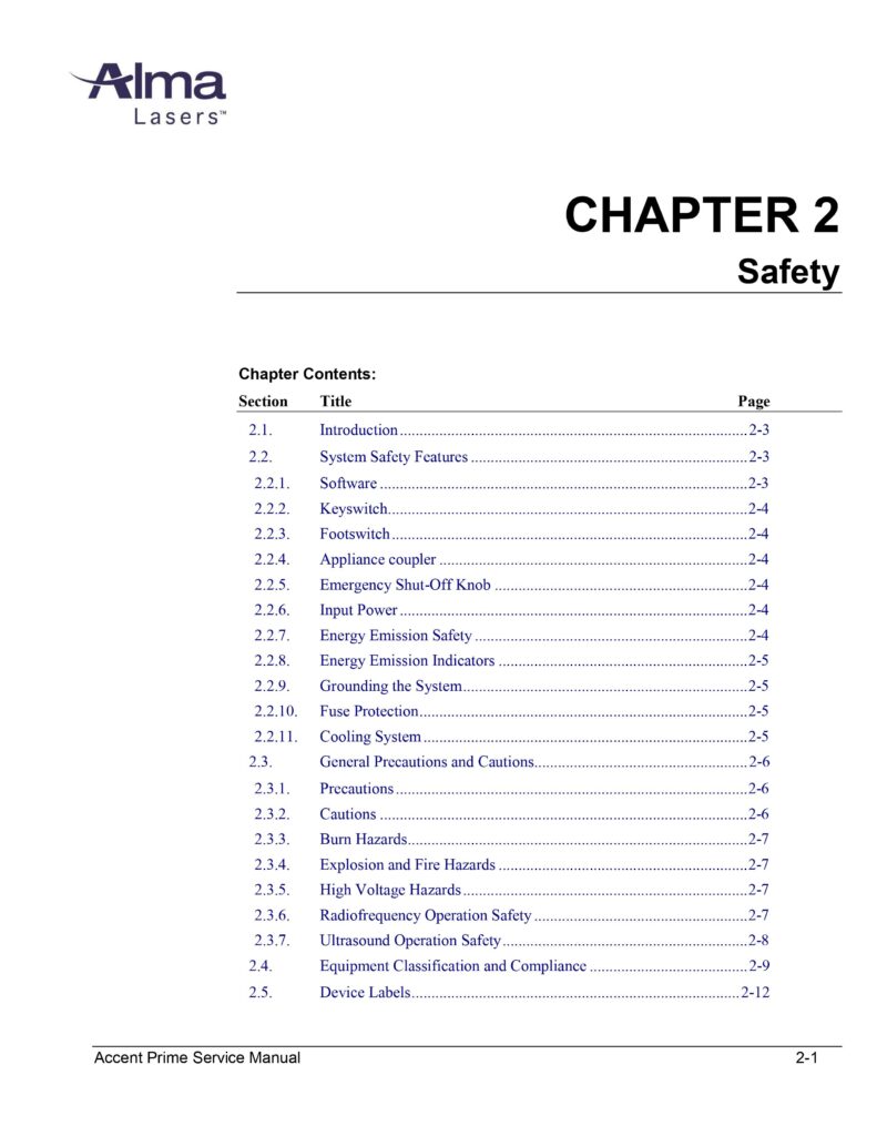 Alma Accent Prime Service Manual - PDF Download - Rock Bottom Lasers